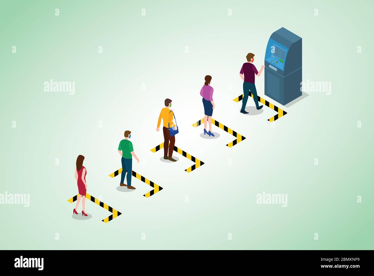 social distancing or physical distancing concept with people queue in ...