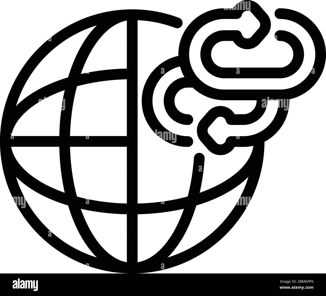 Two chain links and globe icon, outline style Stock Vector Image & Art ...