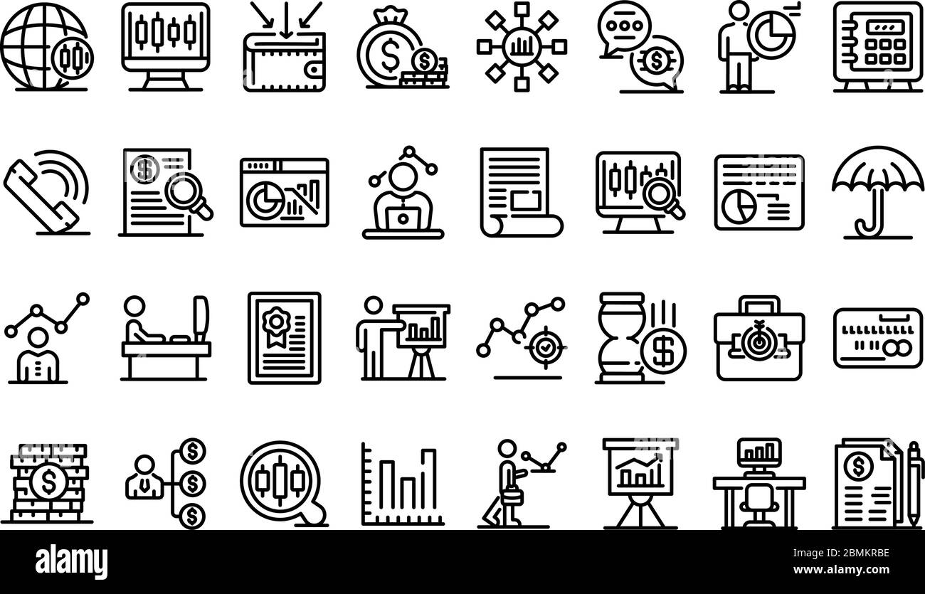 Trader icons set, outline style Stock Vector Image & Art - Alamy