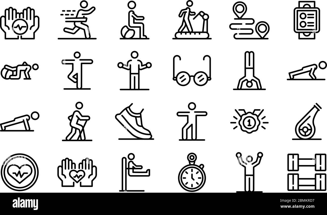 Workout seniors icons set, outline style Stock Vector Image & Art - Alamy