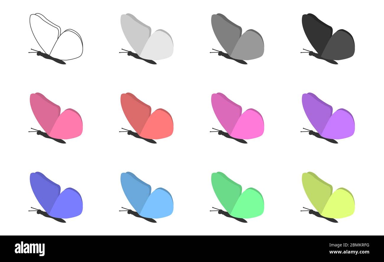 Colored butterfly set Stock Vector Image & Art - Alamy
