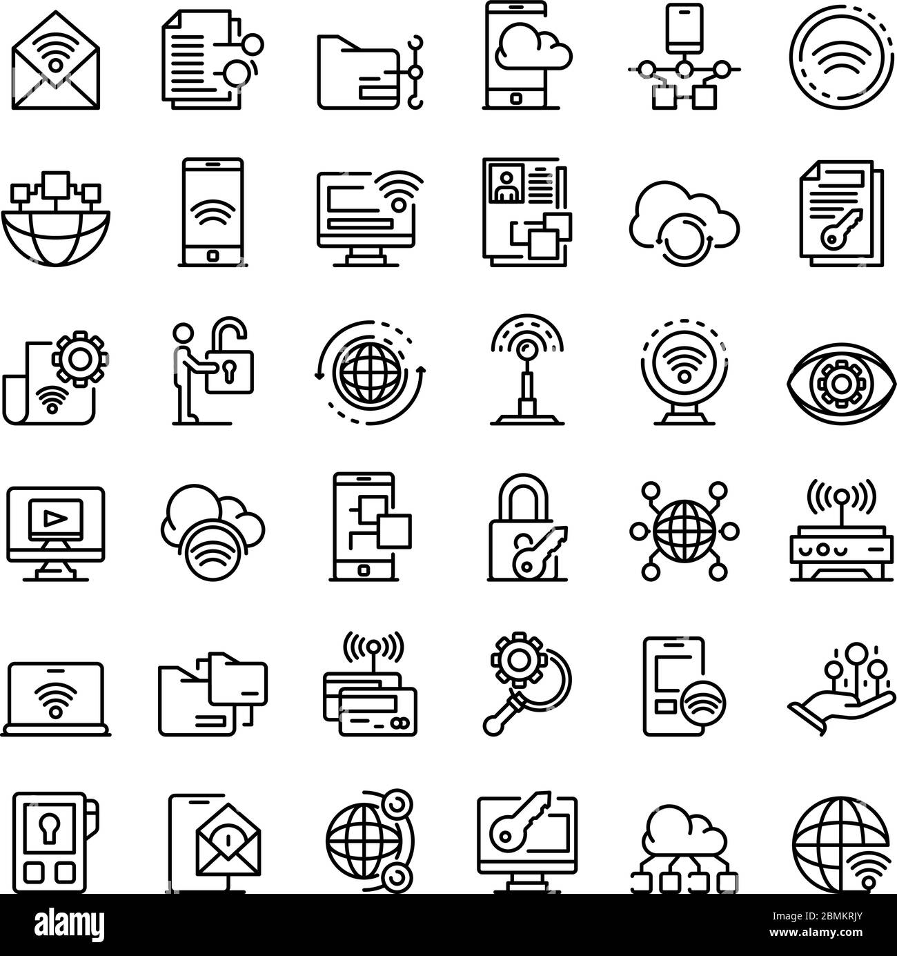 Remote access icons set, outline style Stock Vector Image & Art - Alamy