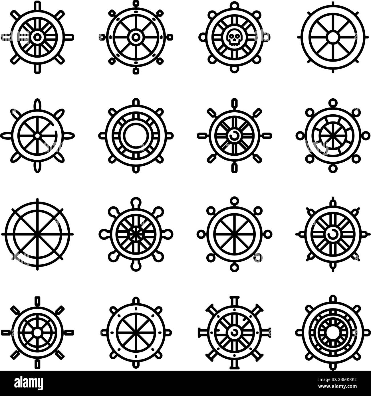 Ship wheel icons set, outline style Stock Vector Image & Art - Alamy