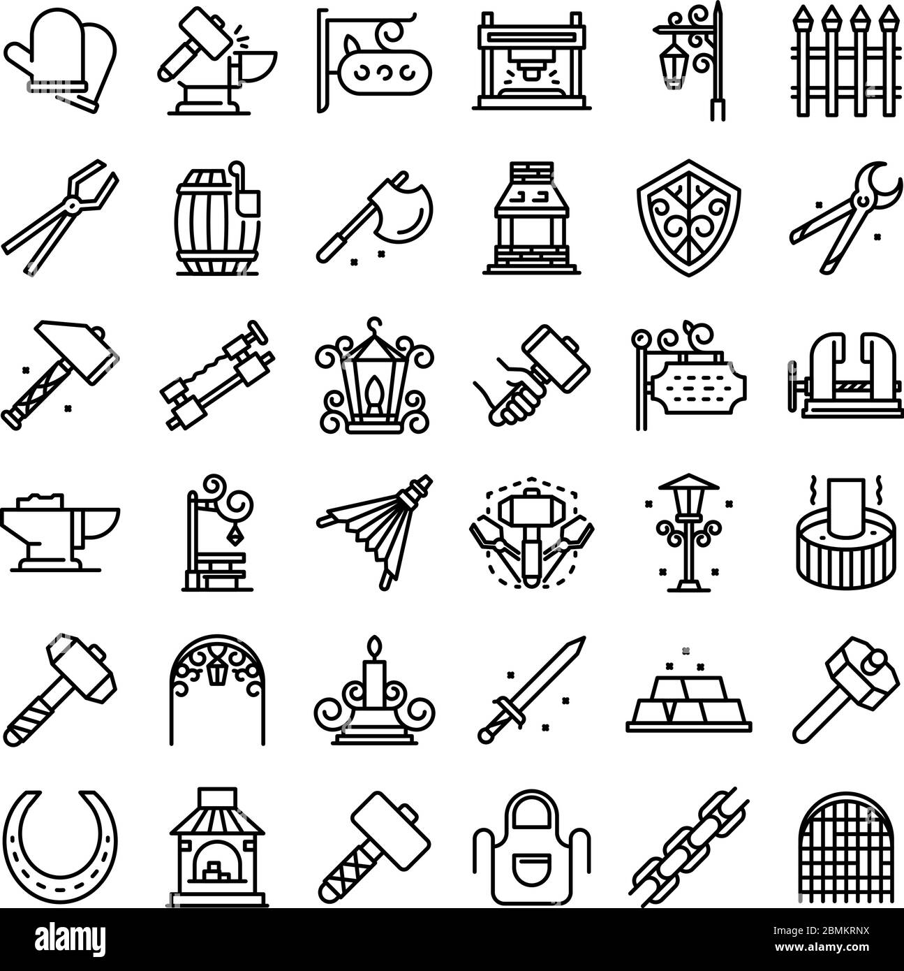 Blacksmith icons set, outline style Stock Vector Image & Art - Alamy