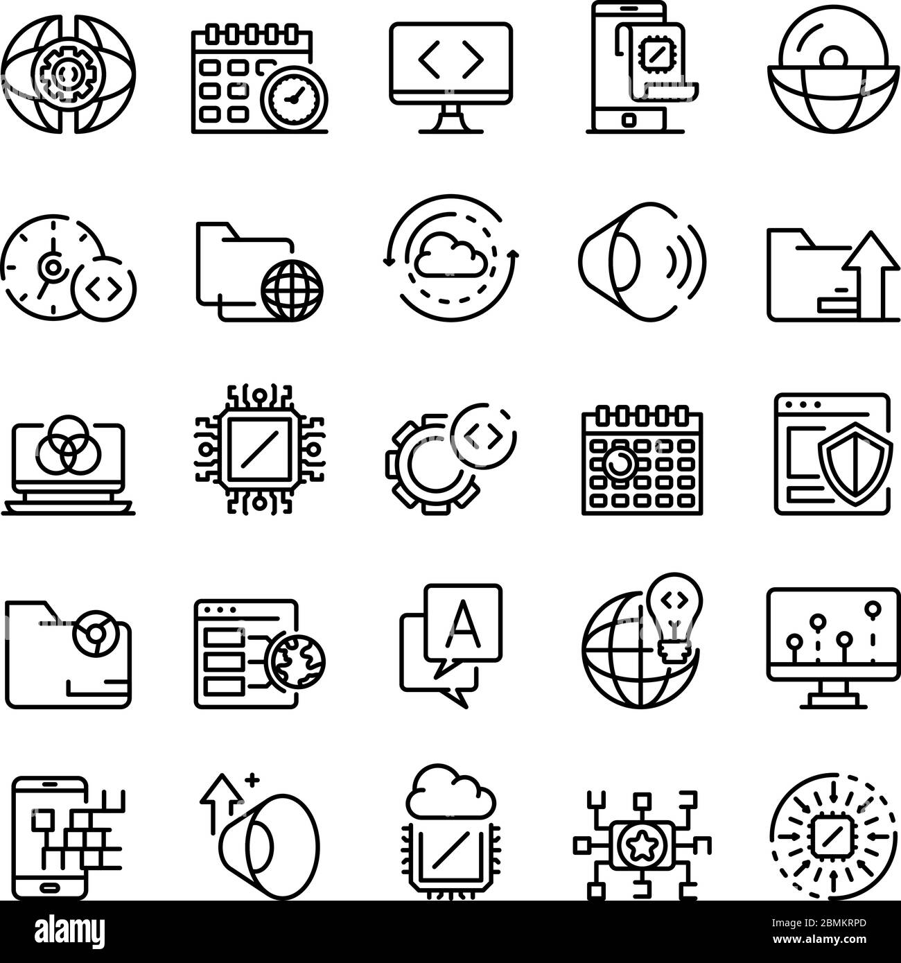 Operating System Icons Set, Outline Style Stock Vector Image & Art - Alamy