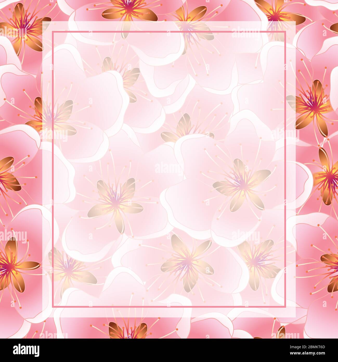 Peach Cherry Blossom Banner Background Vector Illustration Stock Vector ...