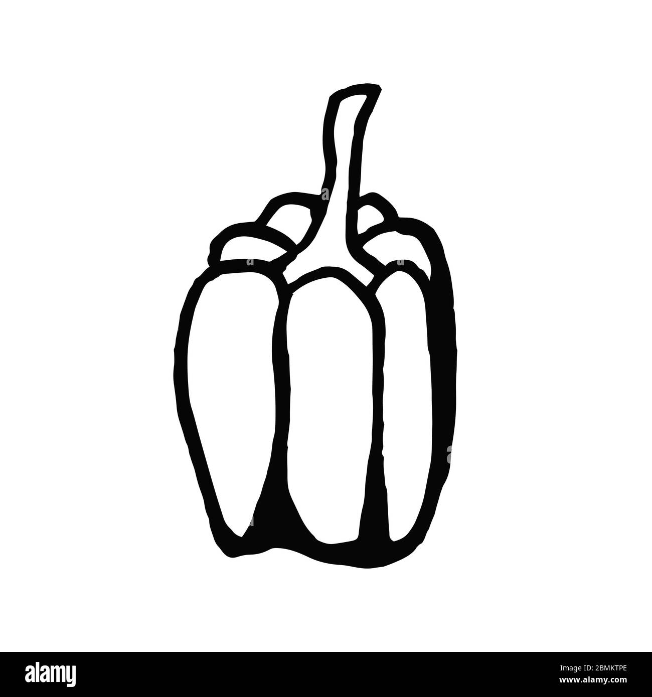 Sign sweet pepper in doodle style isolated on white background. Vector ...
