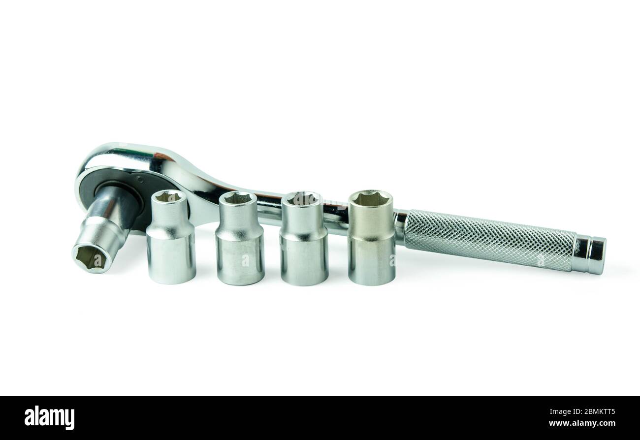 Socket spanner wrenches isolated on white background with clupping path ...