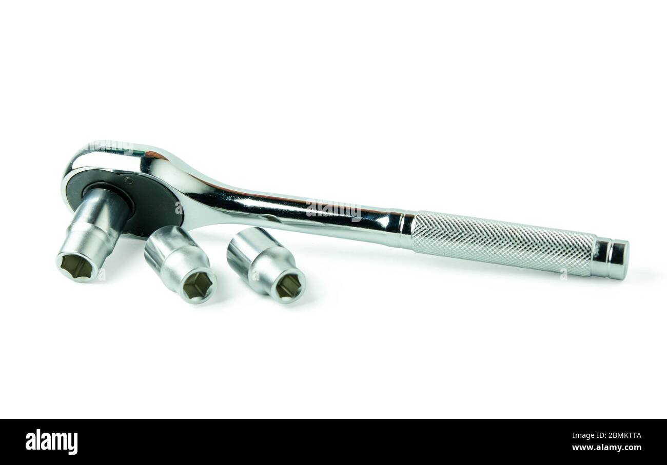 Socket spanner wrenches isolated on white background with clupping path ...