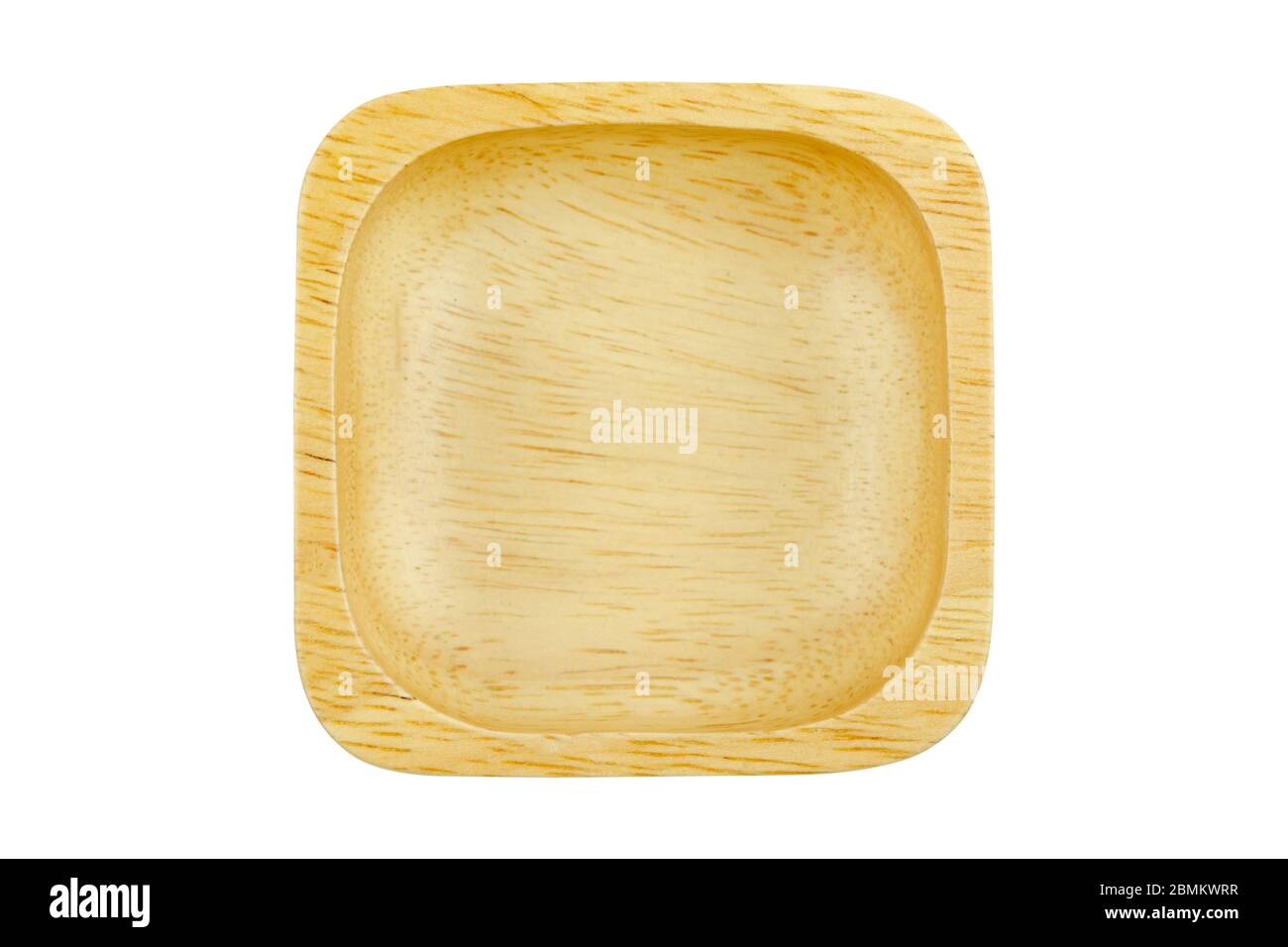 Empty wooden bowl top view isolated on white background with clipping ...