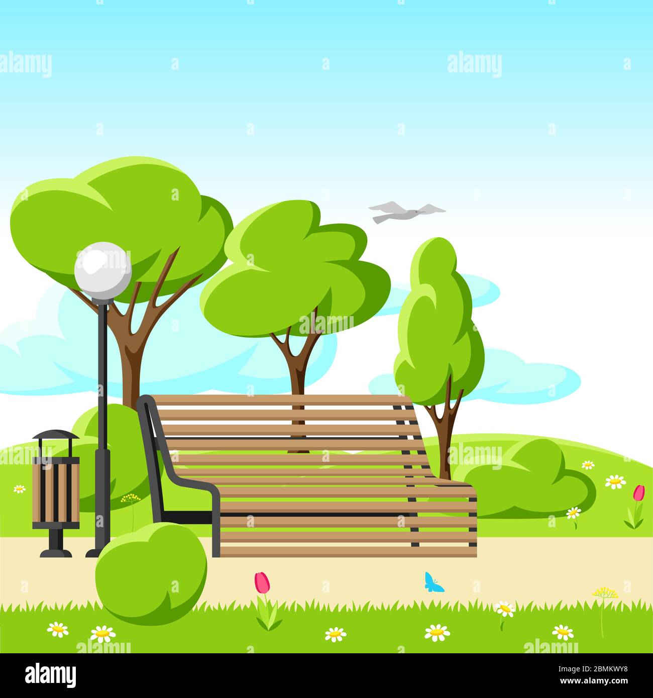 Illustration of beautiful summer or spring city park Stock Vector Image ...