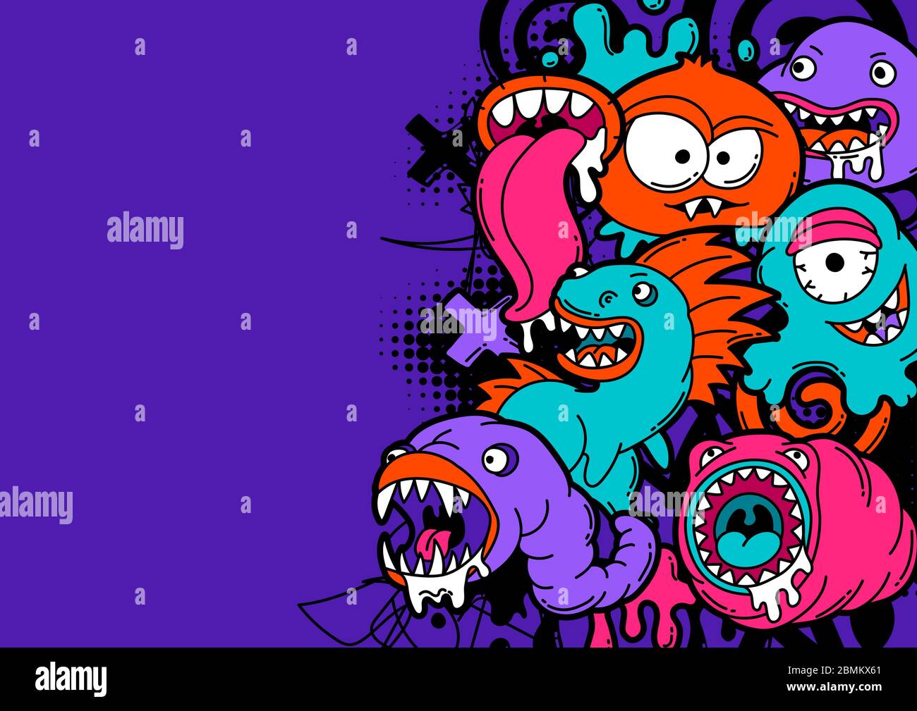 Background with cartoon monsters Stock Vector Image & Art - Alamy