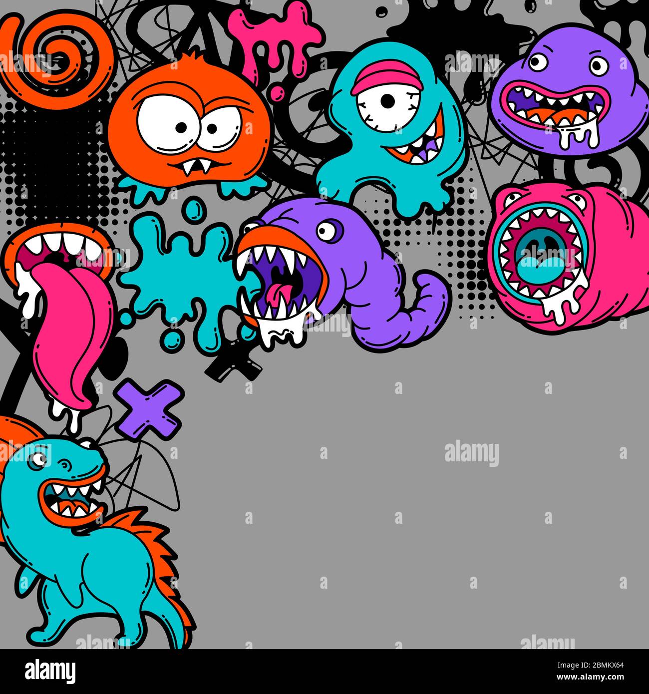 Background with cartoon monsters Stock Vector Image & Art - Alamy