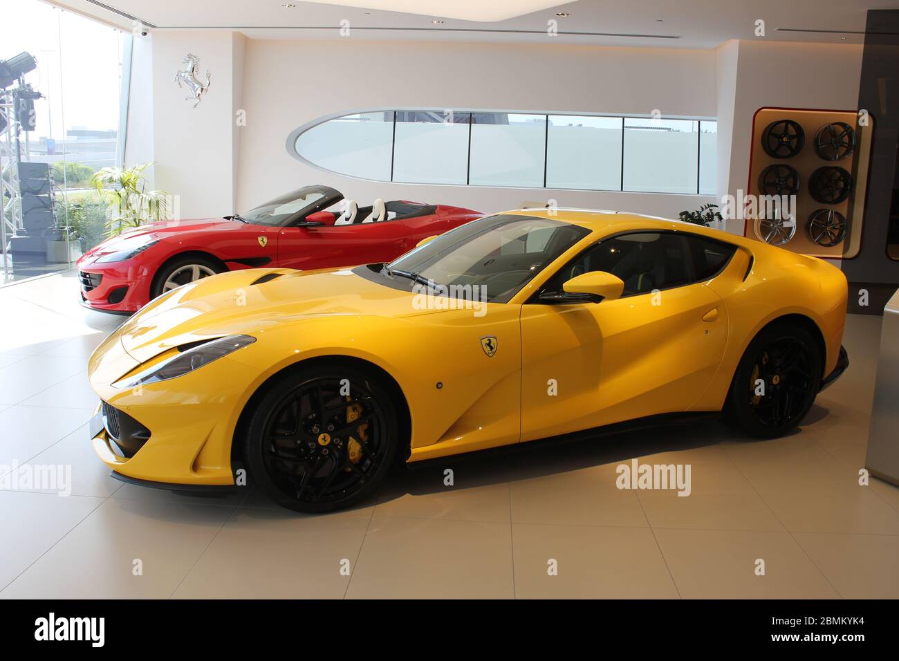 New official Ferrari dealer showroom in Dubai, United Arab Emirates ...