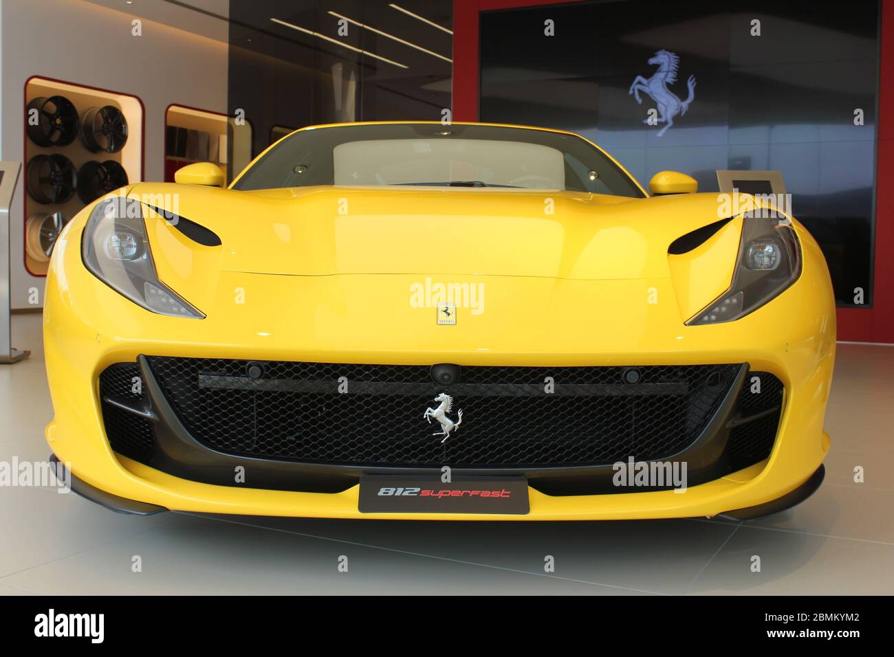 New official Ferrari dealer showroom in Dubai, United Arab Emirates ...