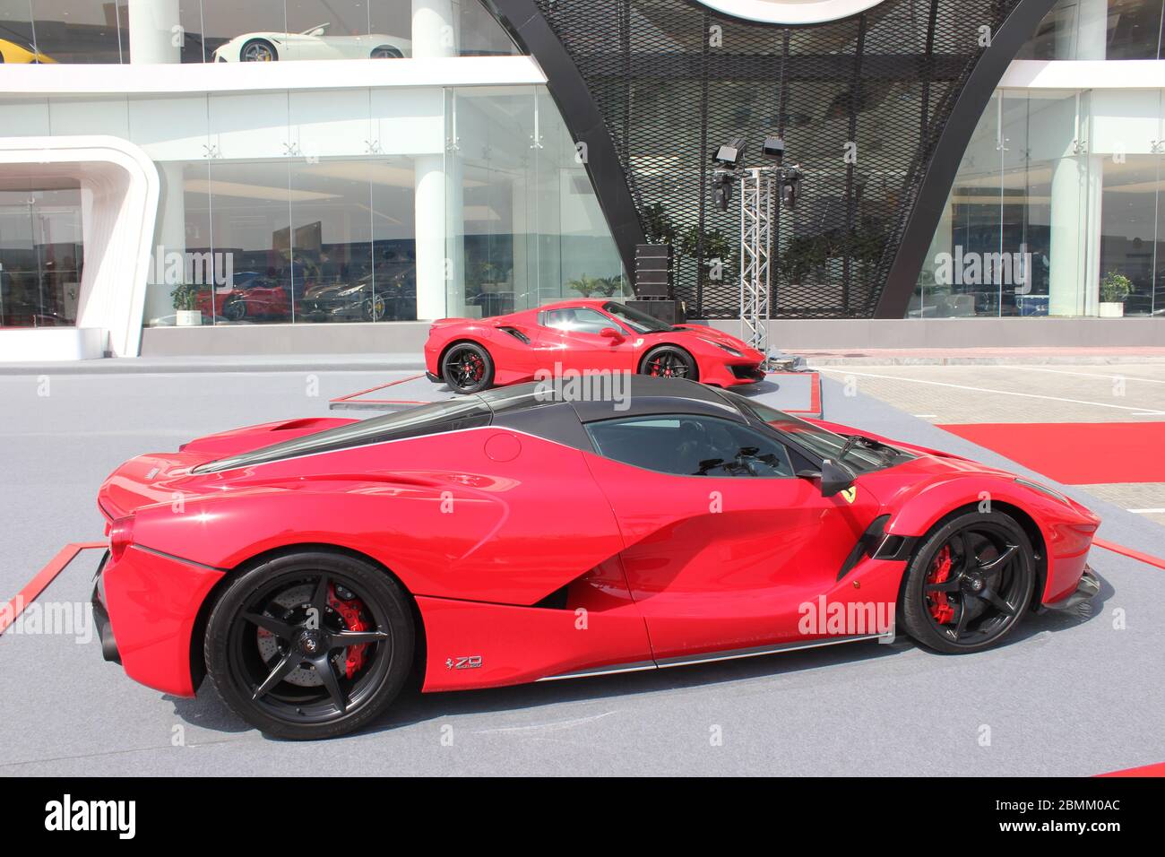 New official Ferrari dealer showroom in Dubai, United Arab Emirates ...