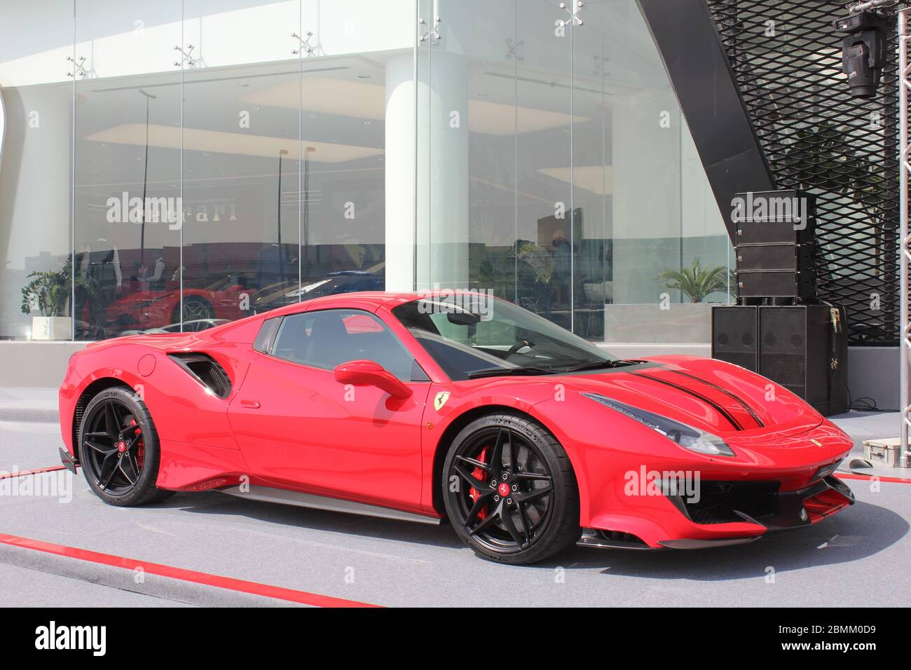 New official Ferrari dealer showroom in Dubai, United Arab Emirates ...