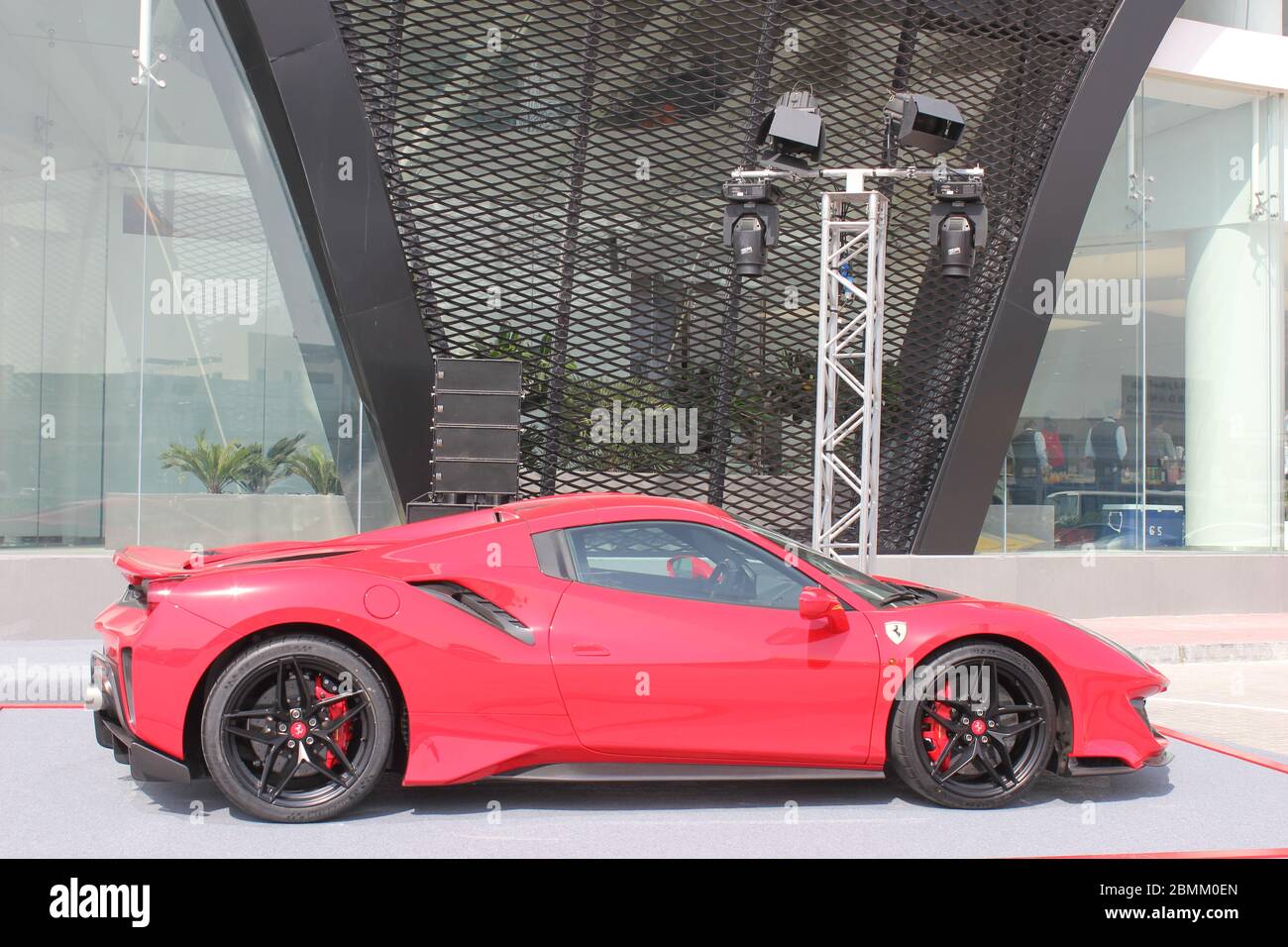 New official Ferrari dealer showroom in Dubai, United Arab Emirates ...