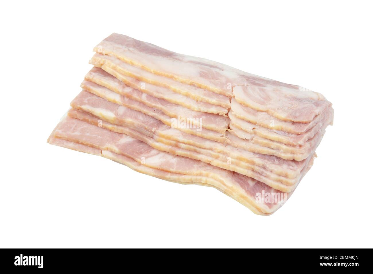 sliced bacon isolated on white background with clipping path Stock ...