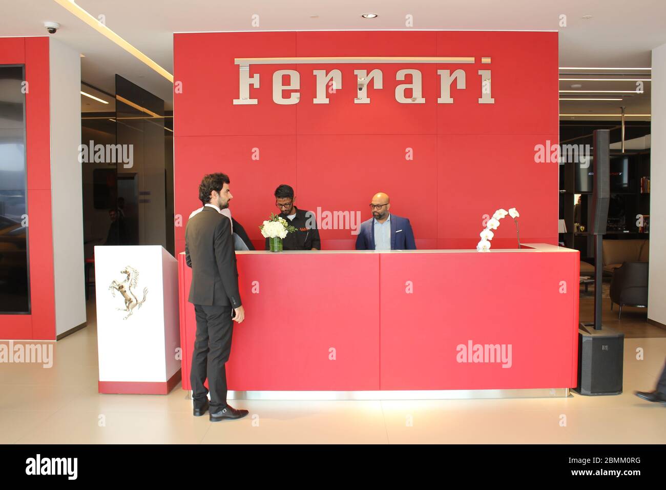 New official Ferrari dealer showroom in Dubai, United Arab Emirates ...