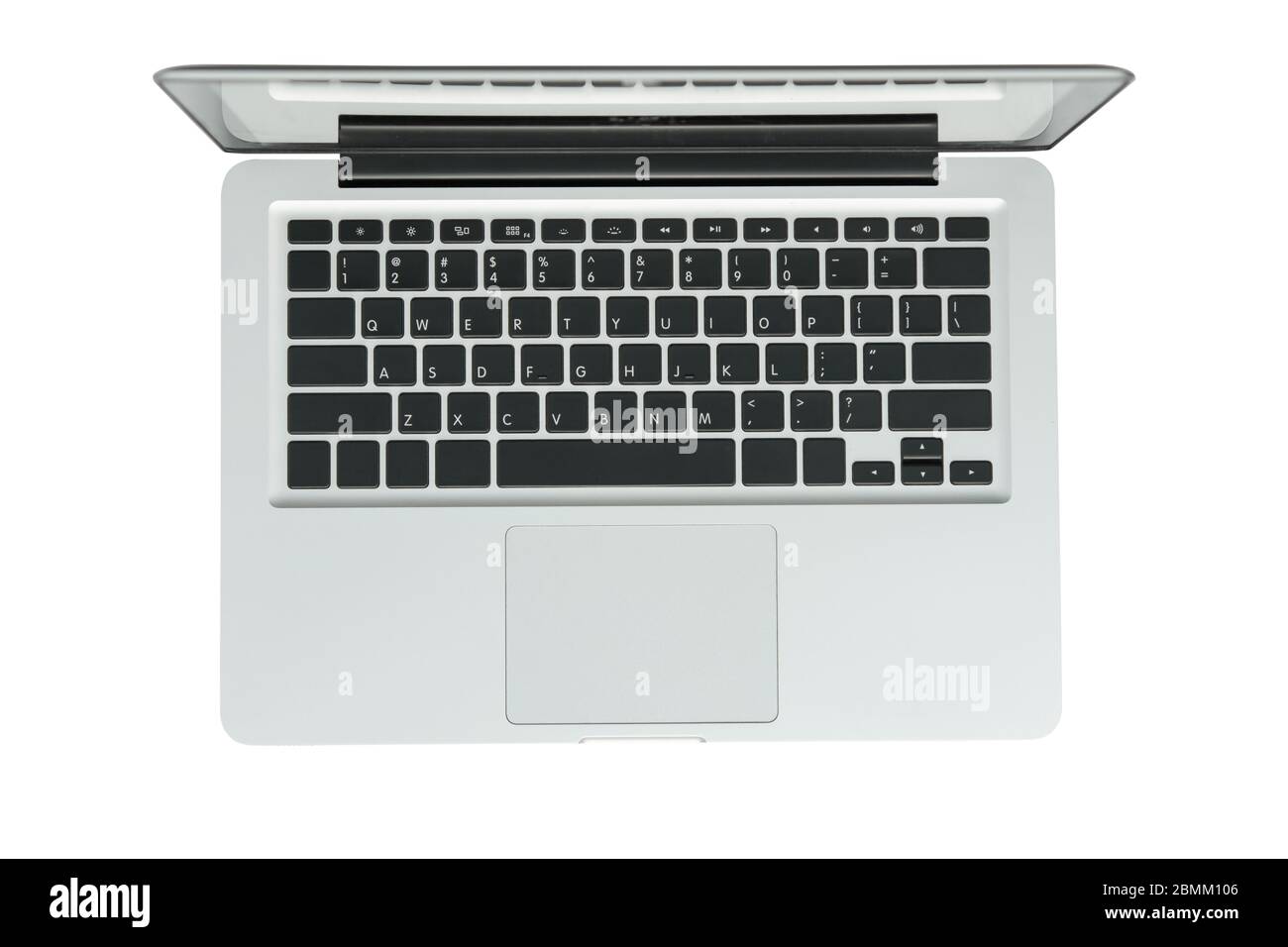 Laptop computer top view isolated on white background with clipping ...