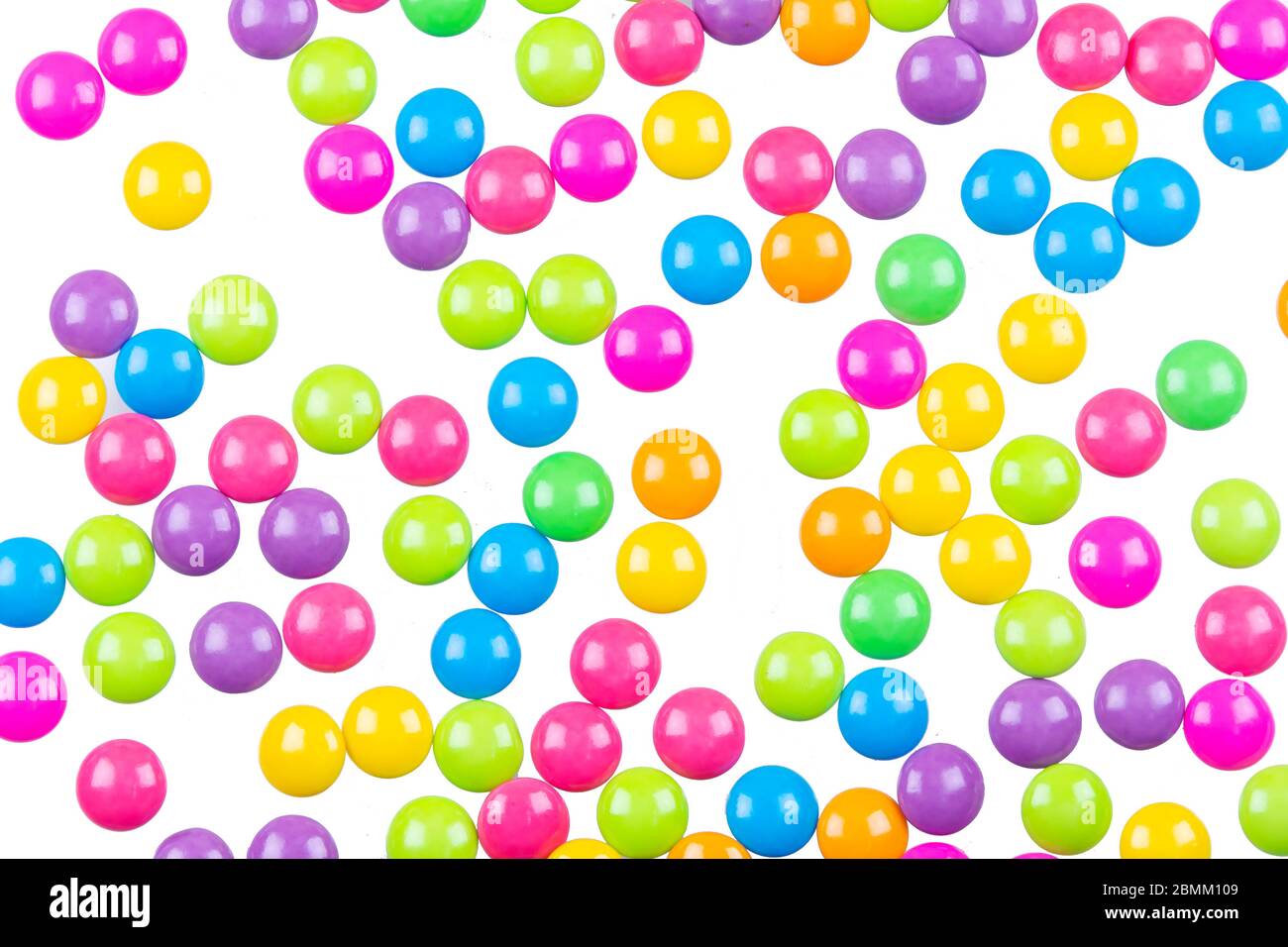 Colorful chocolate coated candy isolated on white background with ...