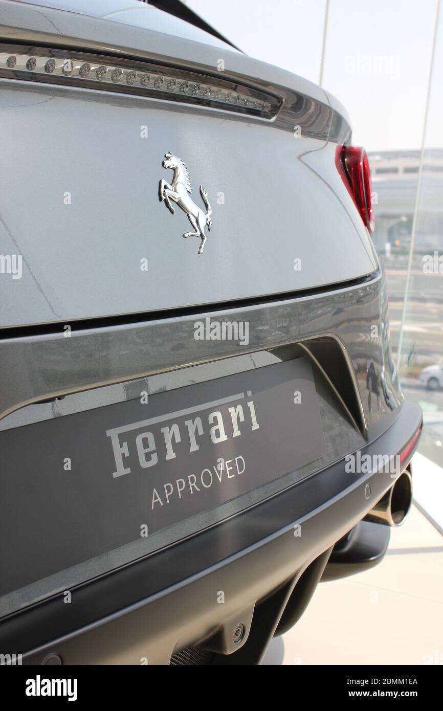 New official Ferrari dealer showroom in Dubai, United Arab Emirates ...