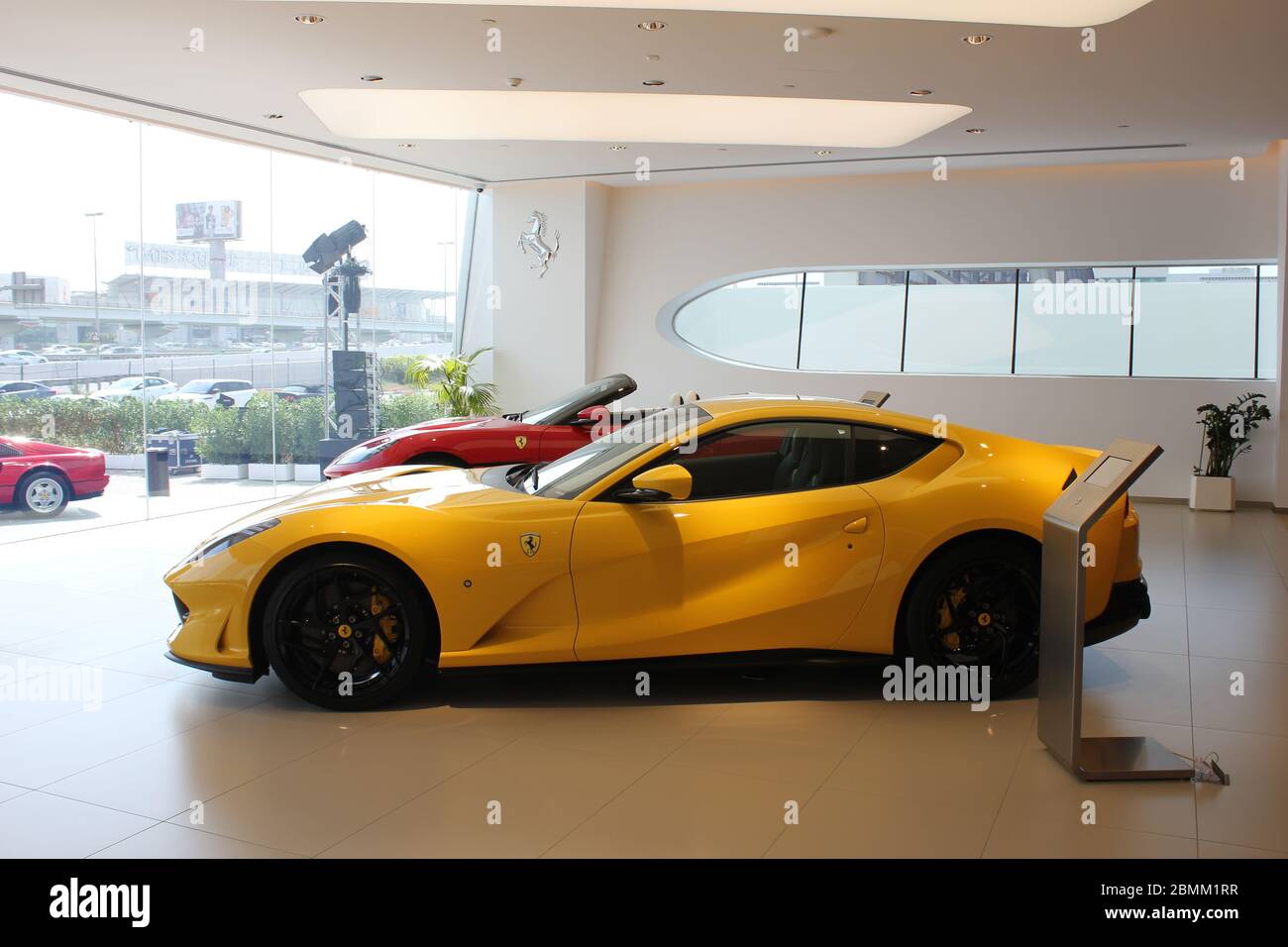 New official Ferrari dealer showroom in Dubai, United Arab Emirates ...