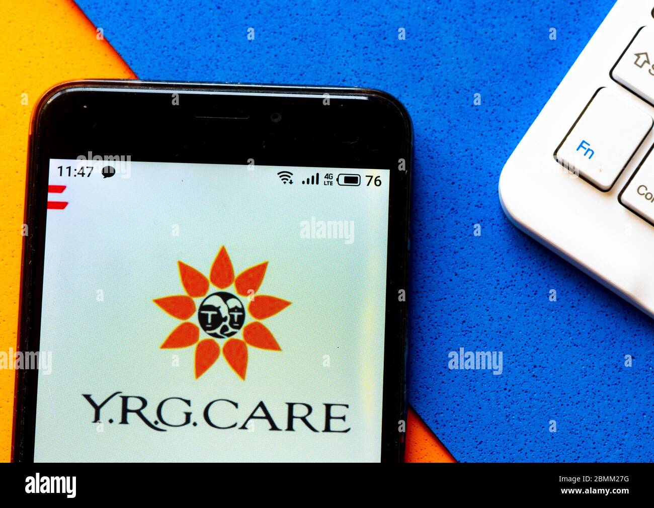 In this photo illustration Y.G.R. Care logo is seen displayed on a ...