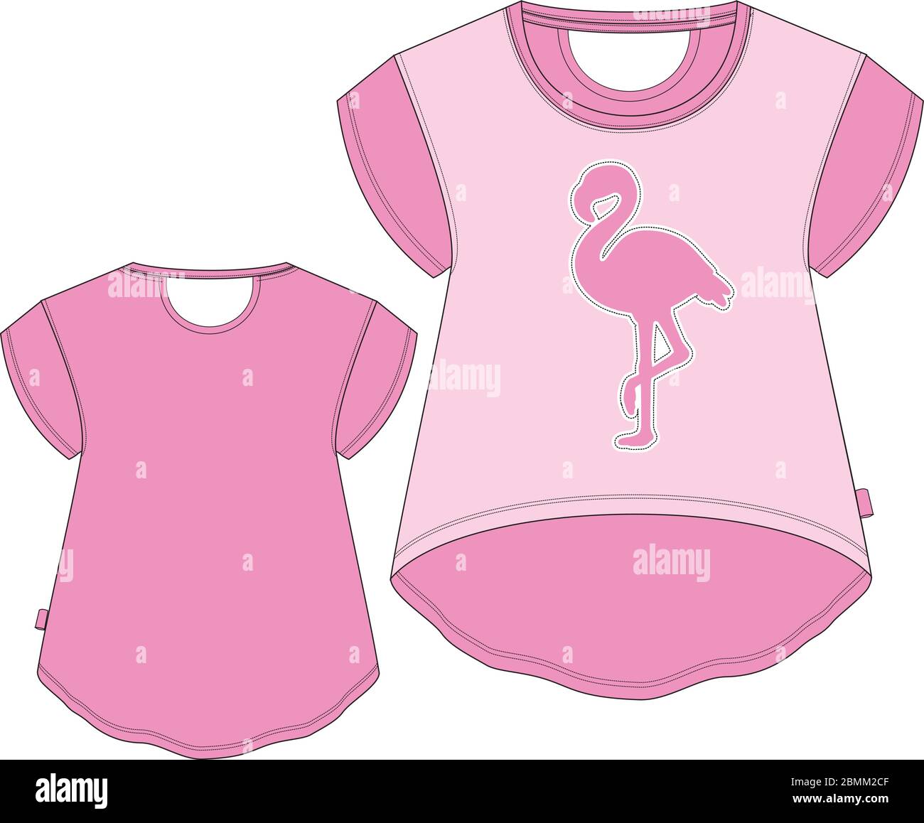 Girls t shirt sewing template pattern beautiful print Stock Vector ...