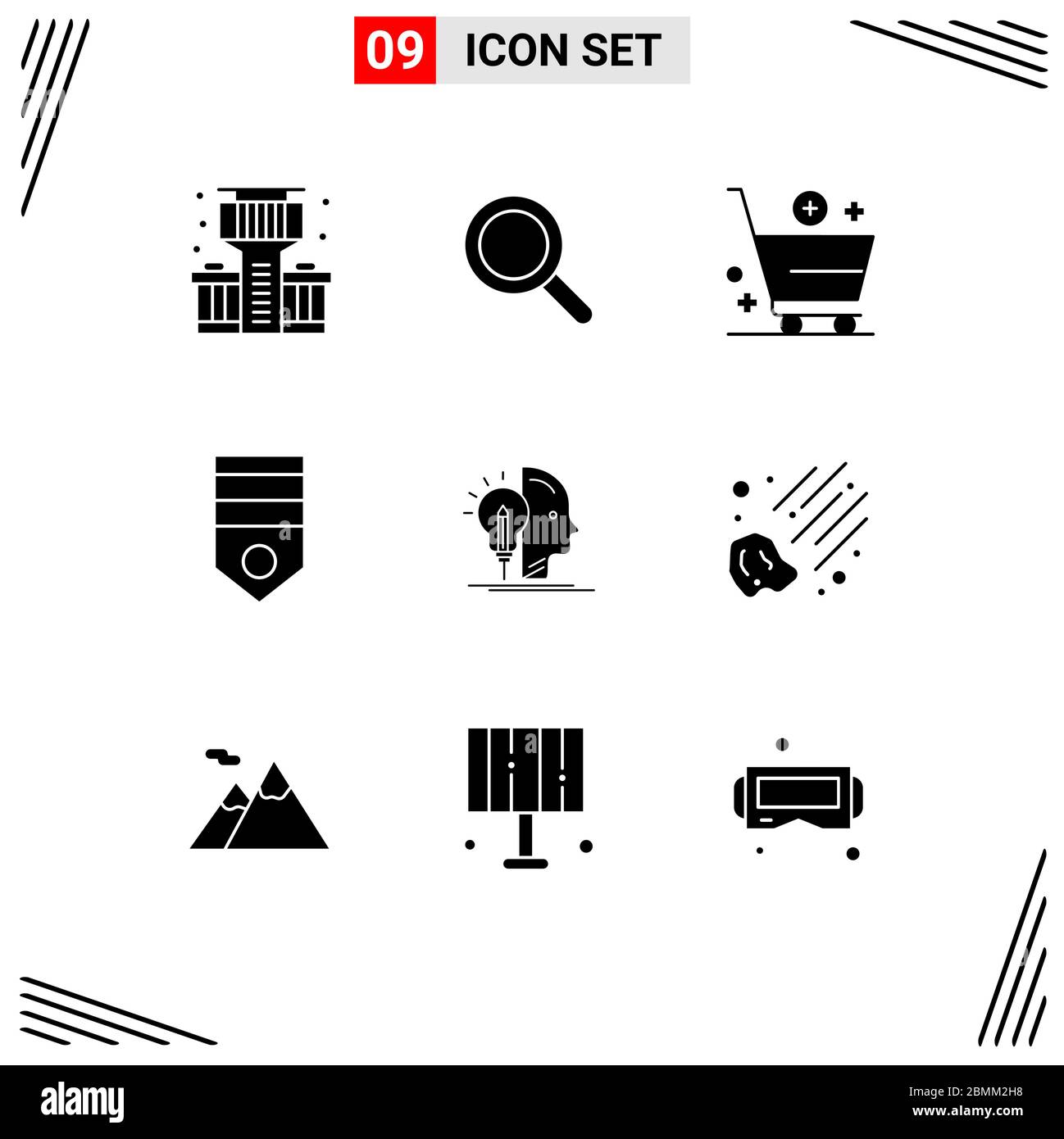 Set of 9 Modern UI Icons Symbols Signs for user, rank, buy, military ...