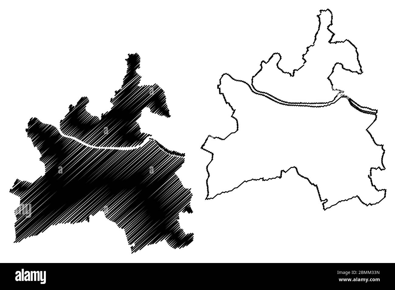 Maribor City (Republic of Slovenia) map vector illustration, scribble ...