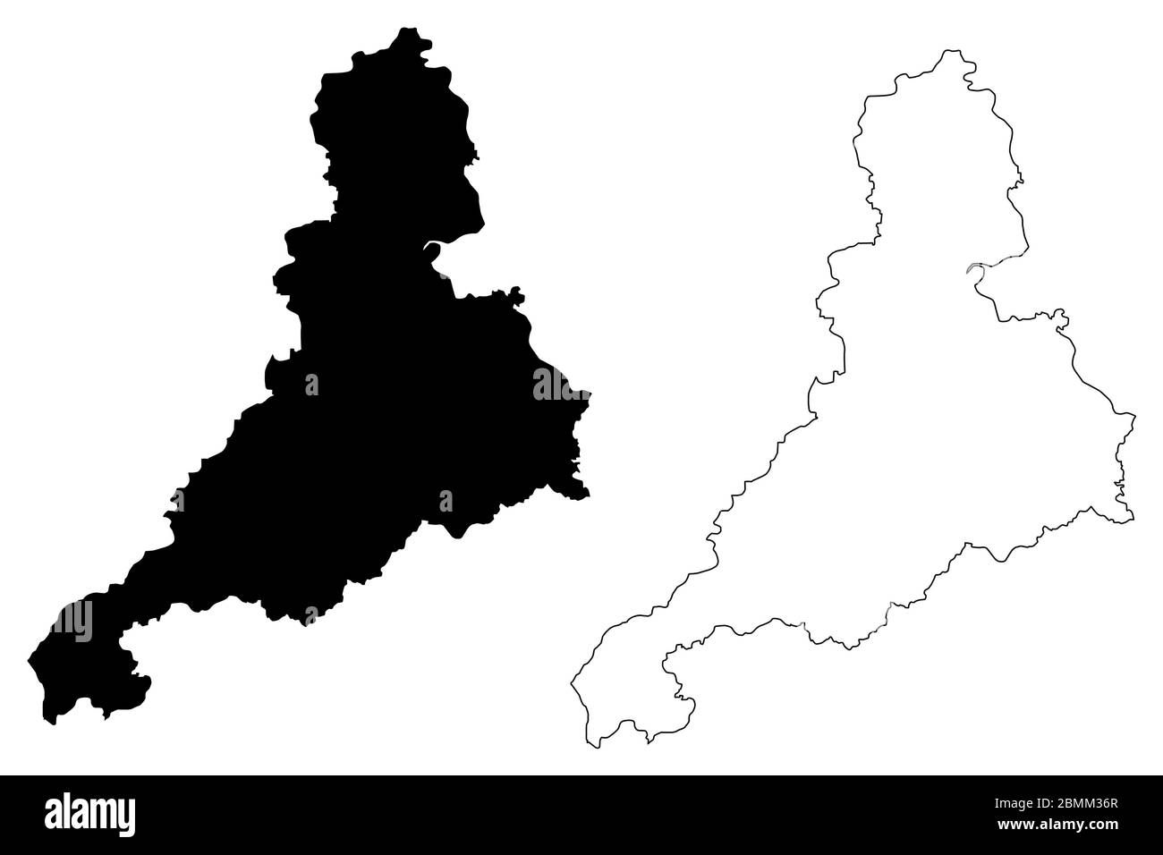 Jinan City (People's Republic of China, Shandong Province) map vector illustration, scribble ...