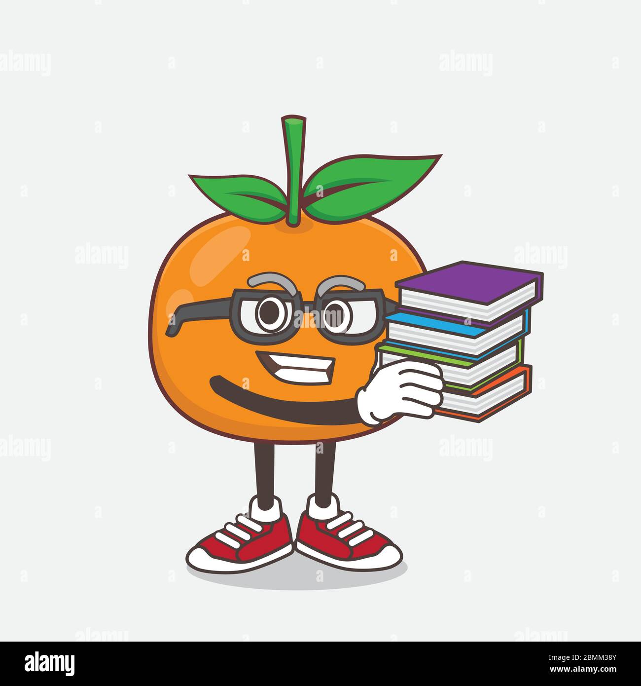 An illustration of Mandarin Fruit cartoon mascot character studying ...