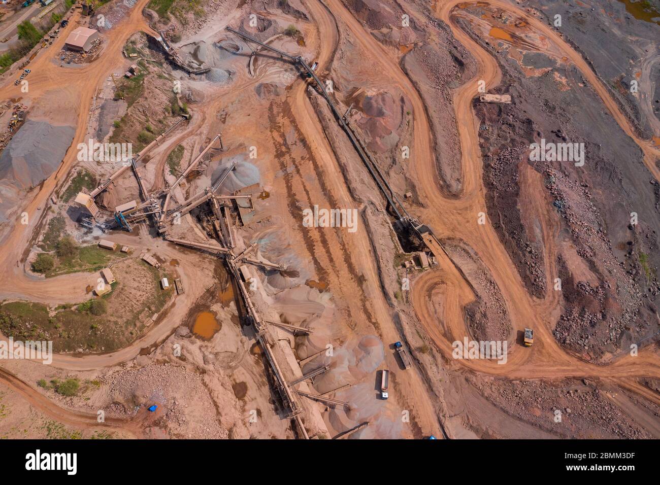 Mining from above. Industrial open pit mineral mine. Aerial view of ...