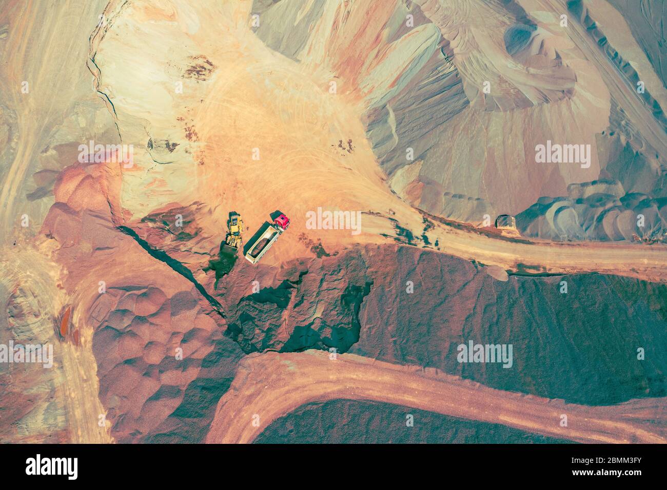Mining from above. Industrial open pit mineral mine. Aerial view of ...