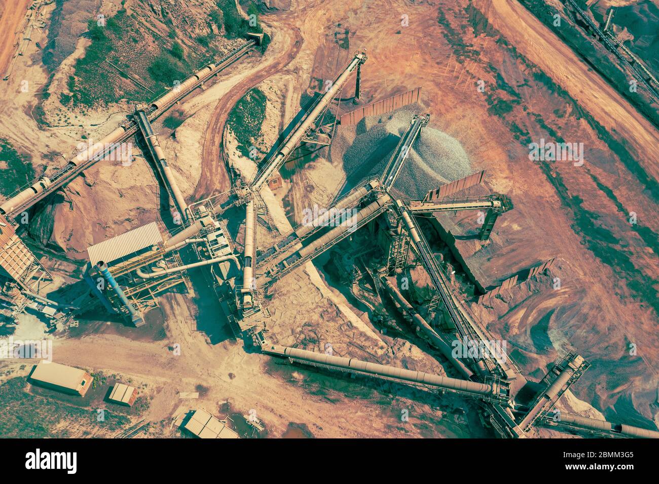 Mining from above. Industrial open pit mineral mine. Aerial view of ...
