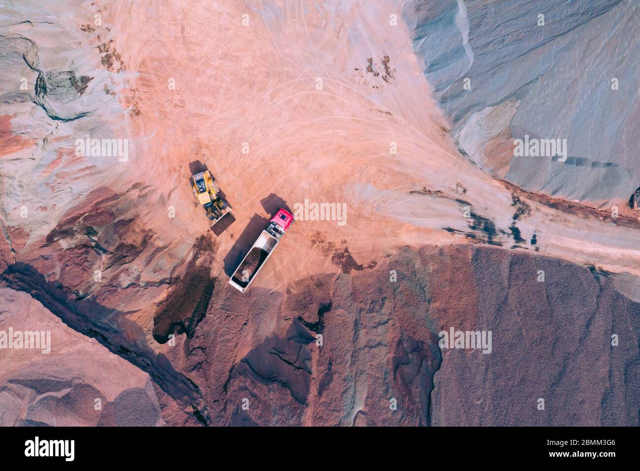 Mining from above. Industrial open pit mineral mine. Aerial view of ...