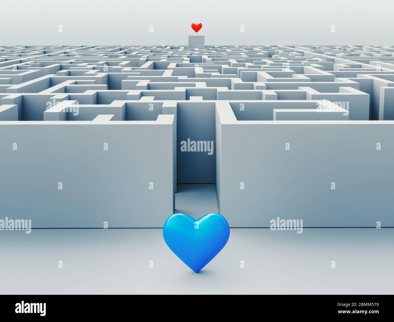 The complex world of emotions. Red heart hidden inside a maze. Love ...