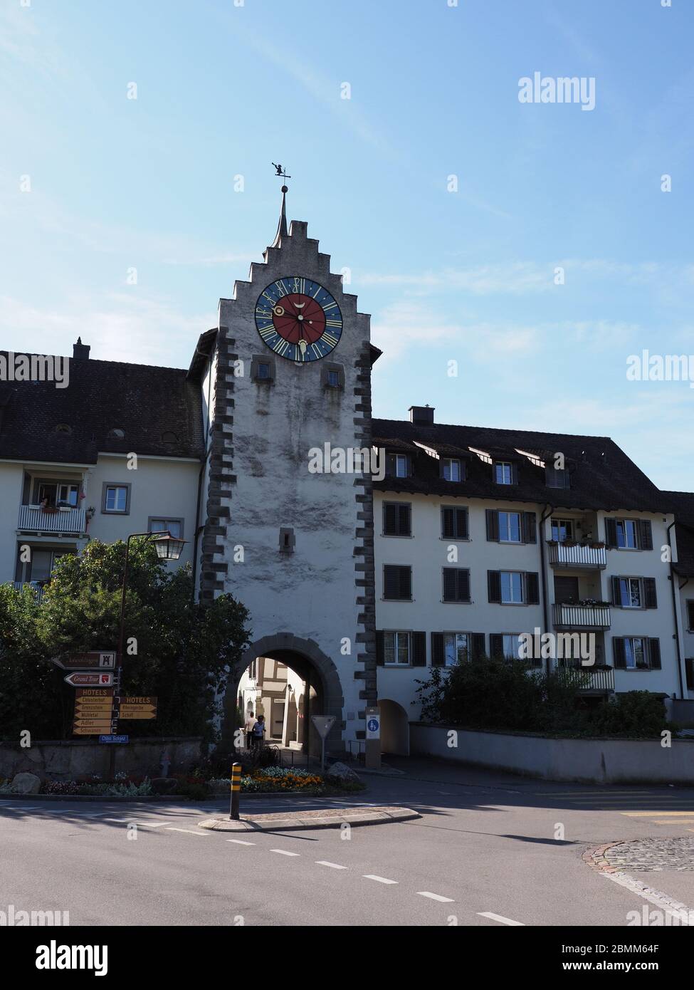 White Untertor Gate in european Stein am Rhein city, Switzerland - vertical Stock Photo - Alamy