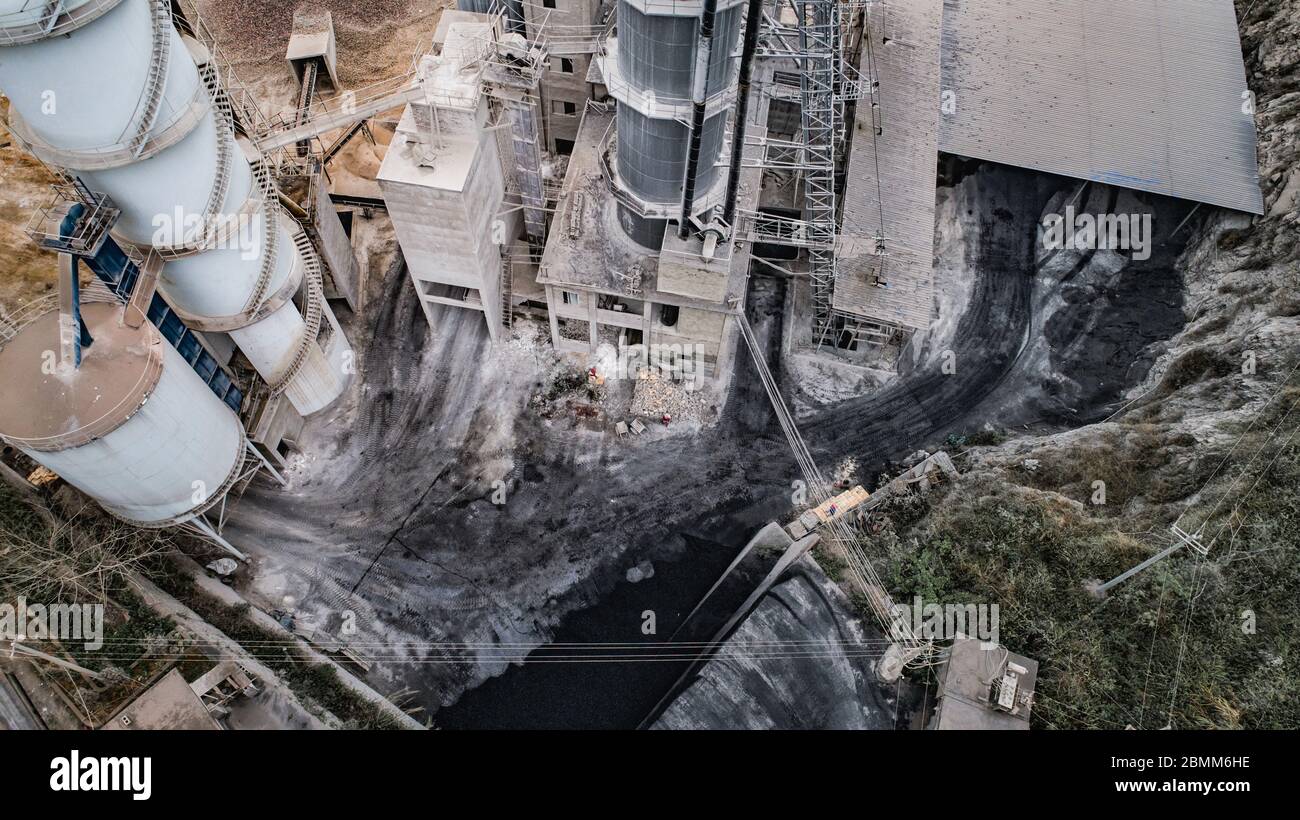 aerial view of construction material factory Stock Photo - Alamy