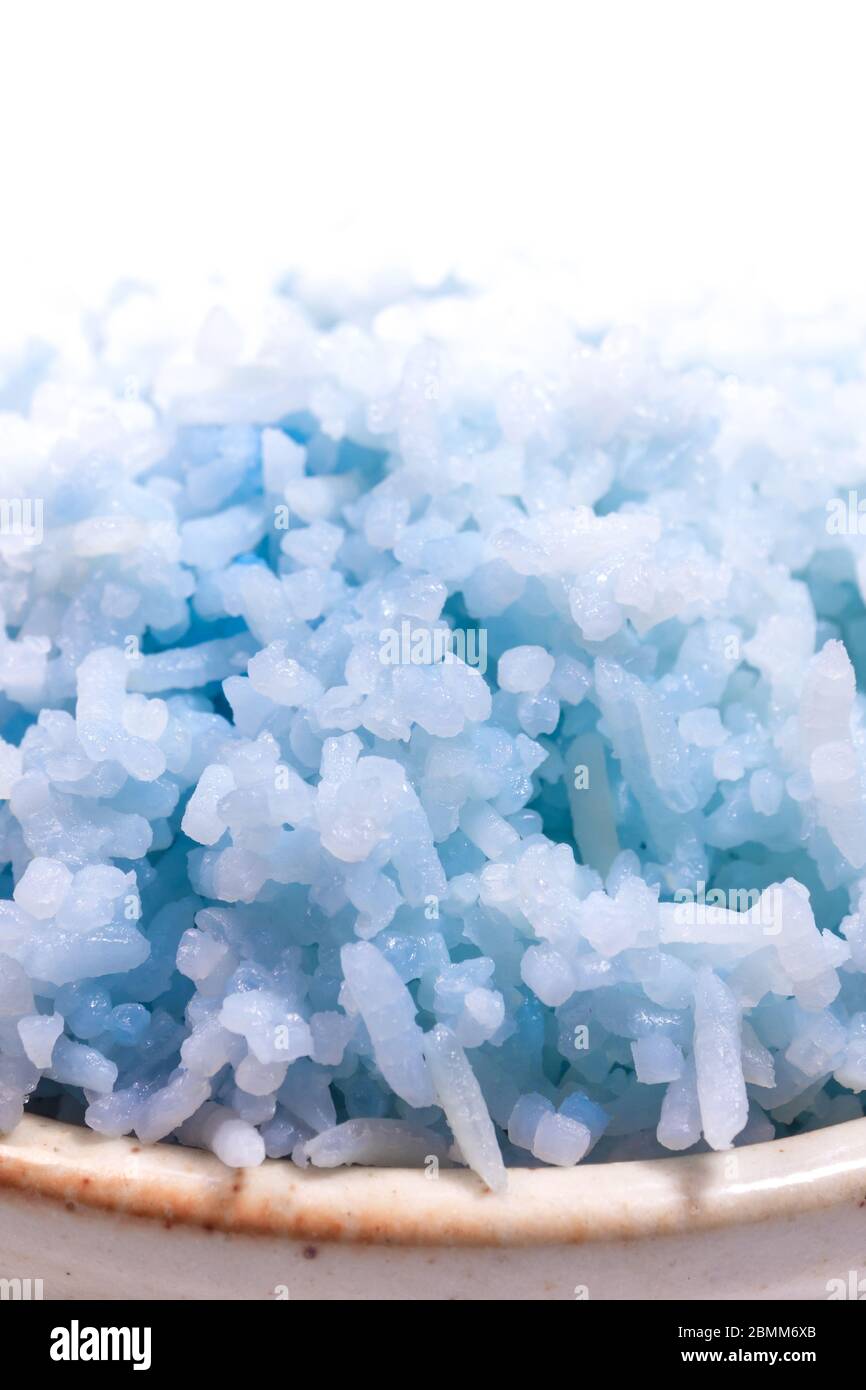 Blue color cooked rice by color of butterfly pea flower Stock Photo - Alamy