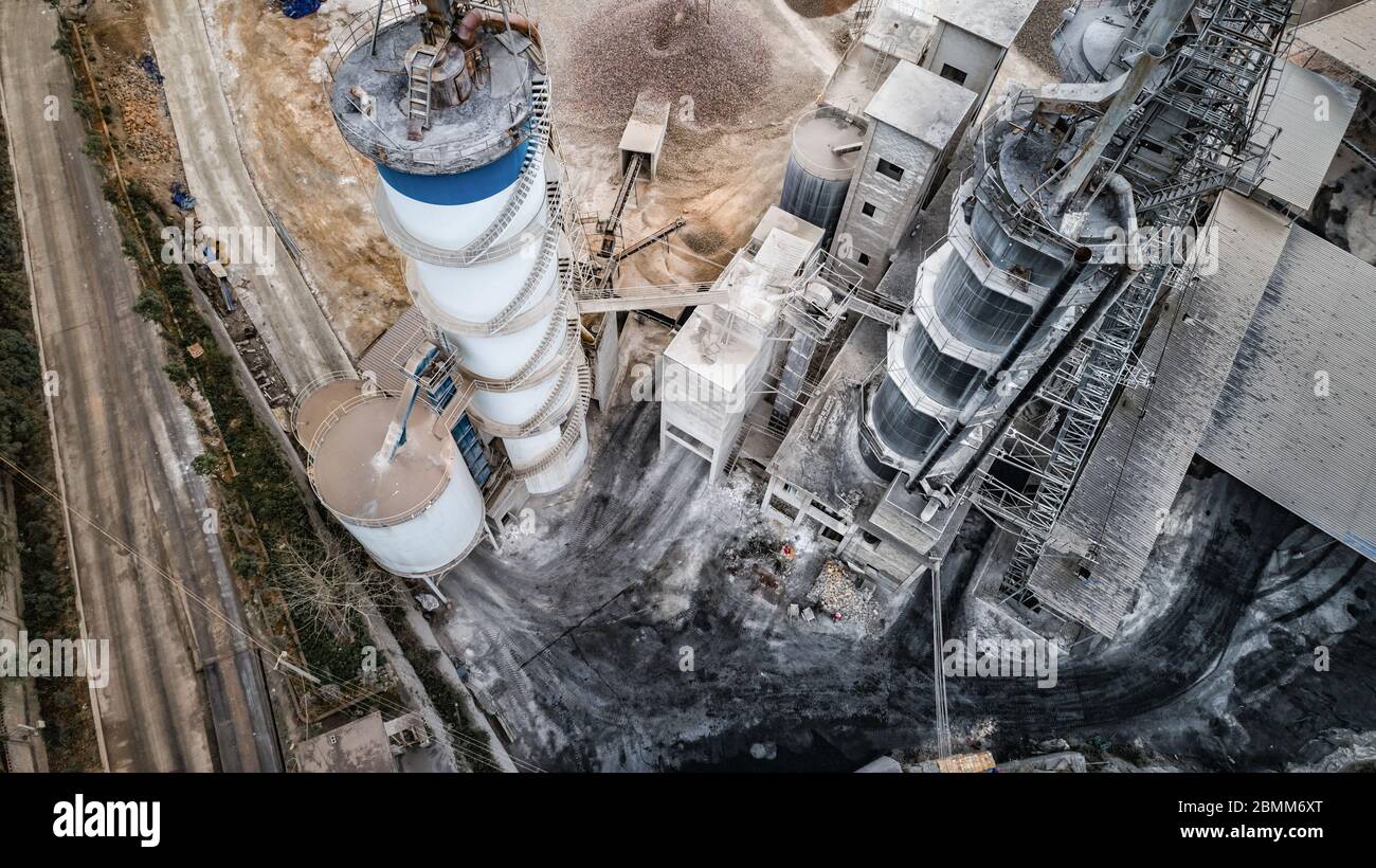 aerial view of construction material factory Stock Photo - Alamy
