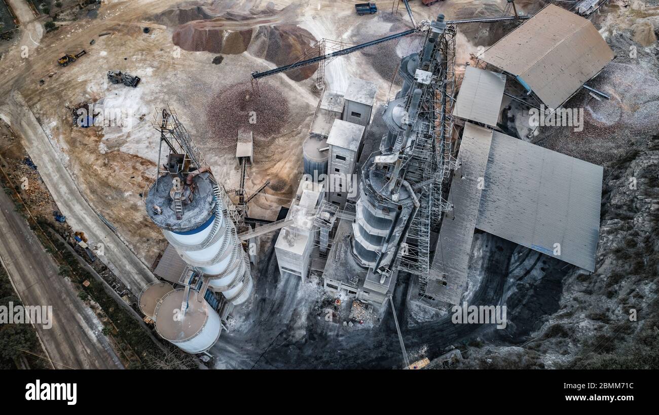 aerial view of construction material factory Stock Photo - Alamy