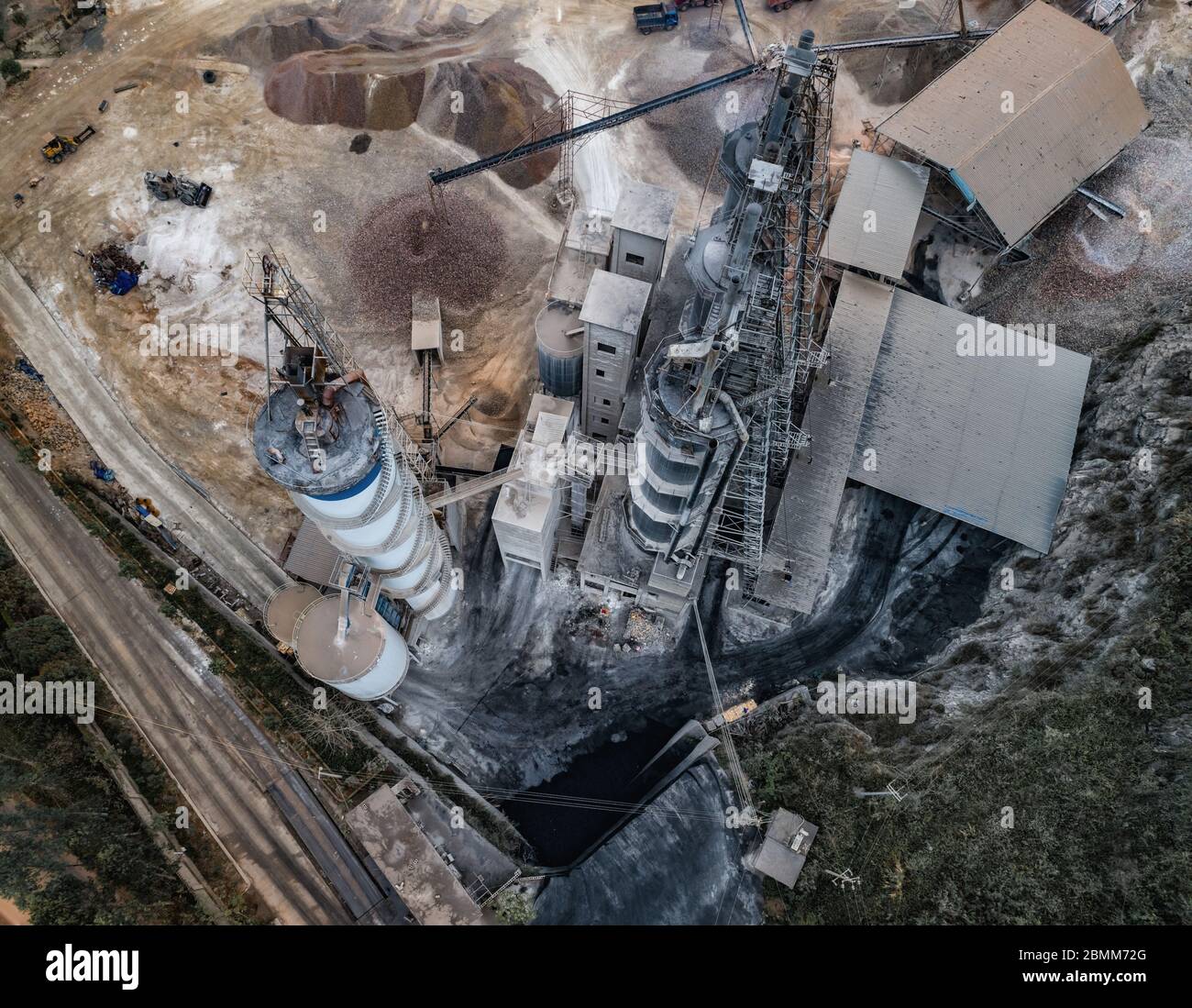 aerial view of construction material factory Stock Photo - Alamy