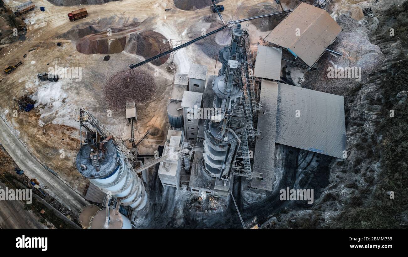 aerial view of construction material factory Stock Photo - Alamy