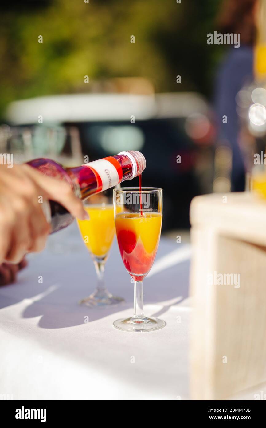 Drinks at an event close up Stock Photo - Alamy