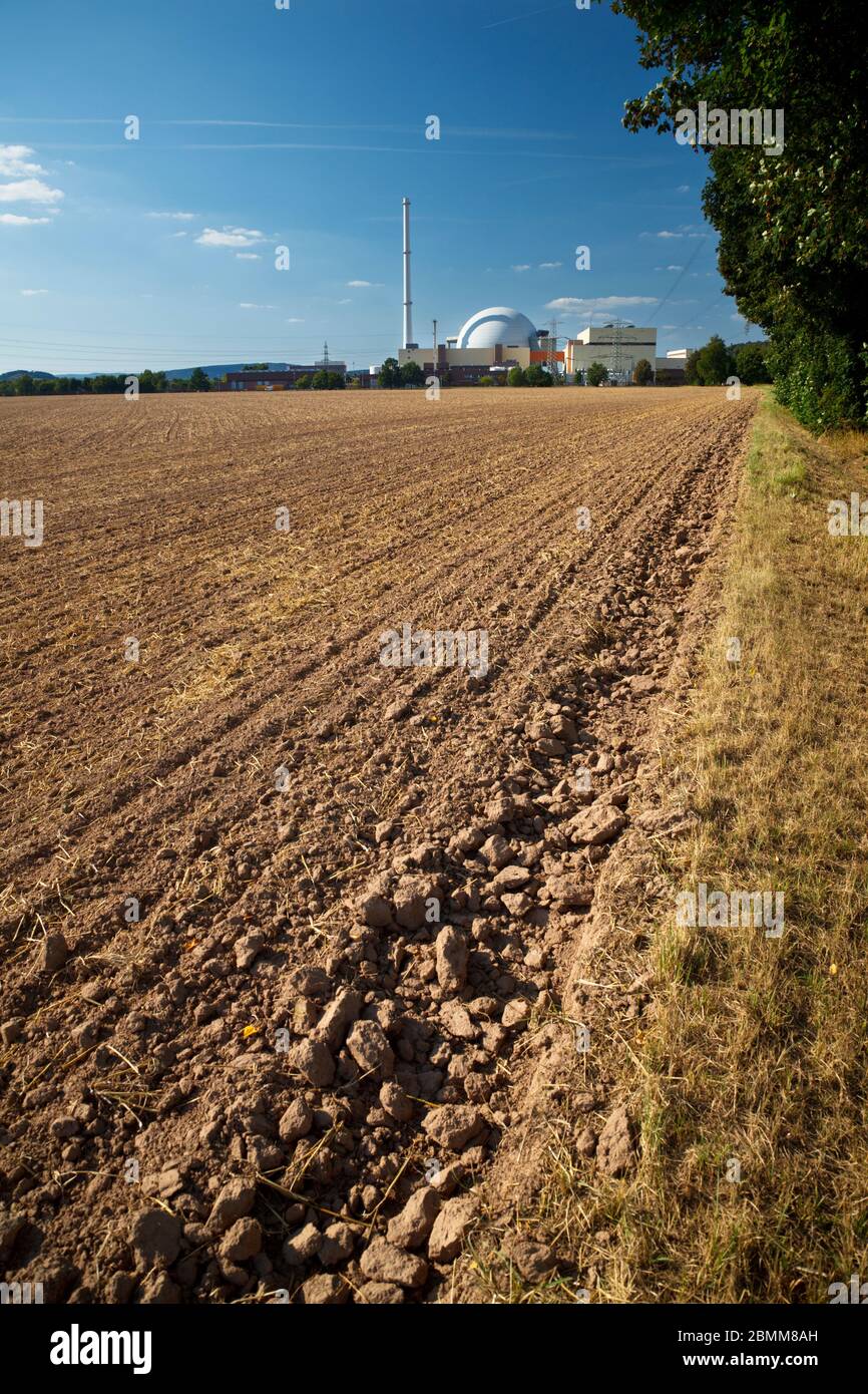 A field in front of a nuclear power station Stock Photo - Alamy