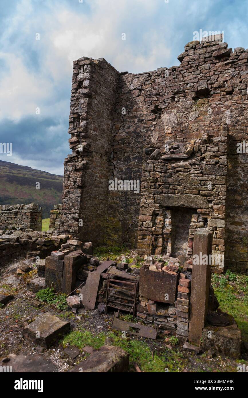 Evocative remains of the fireplace and range in the ruins of Crackpot ...