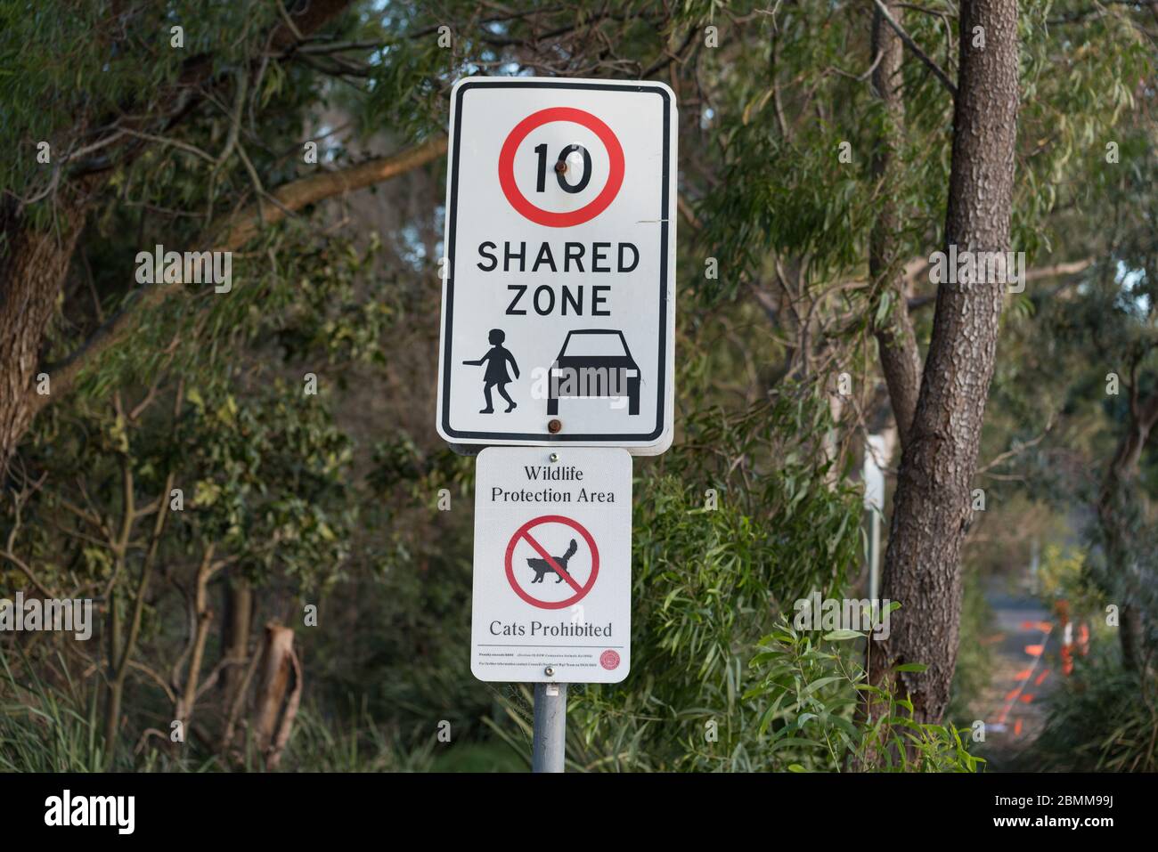 Sydney, Australia - August 20, 2016: Shared Zone road sign with traffic ...
